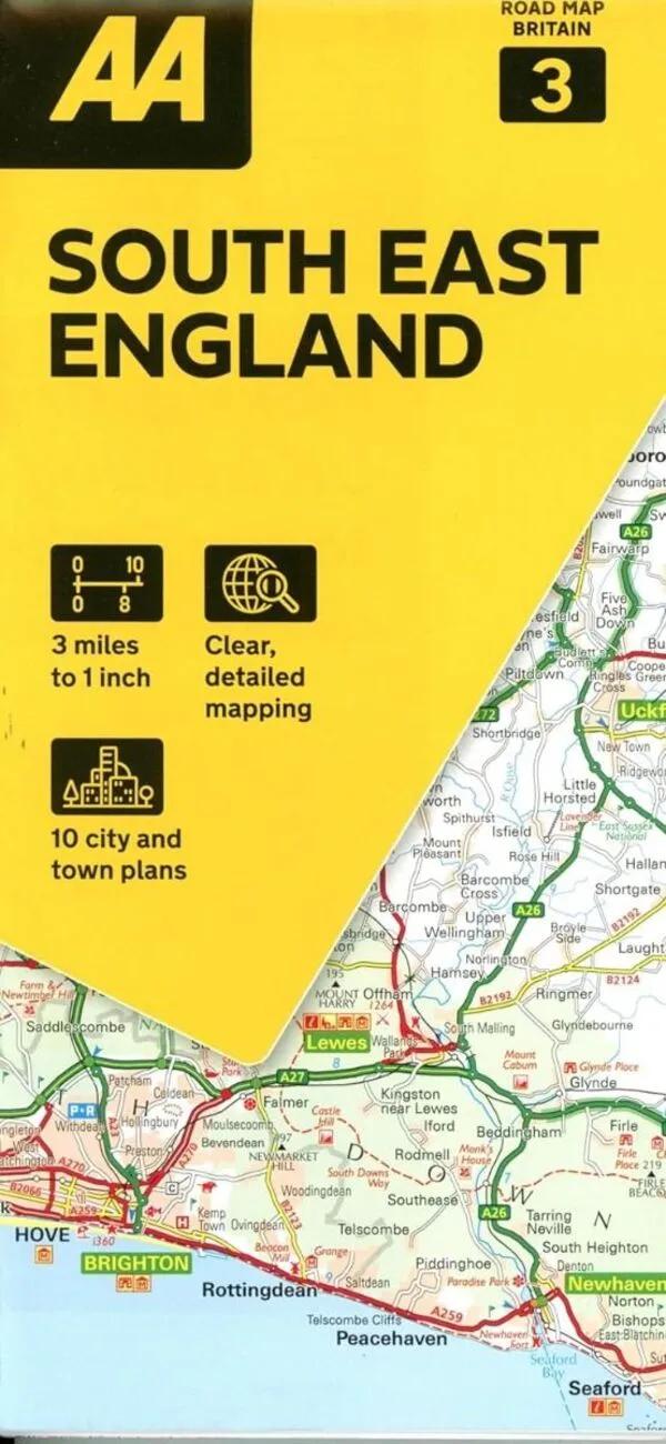 AA Road Map Wegenkaart 3 South East England | ANWB Webwinkel